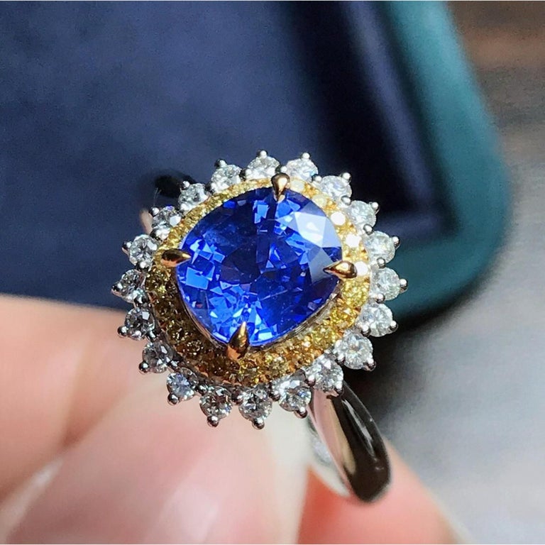 Customizable Natural Sapphire and Diamond Statement Ring, Vintage ...