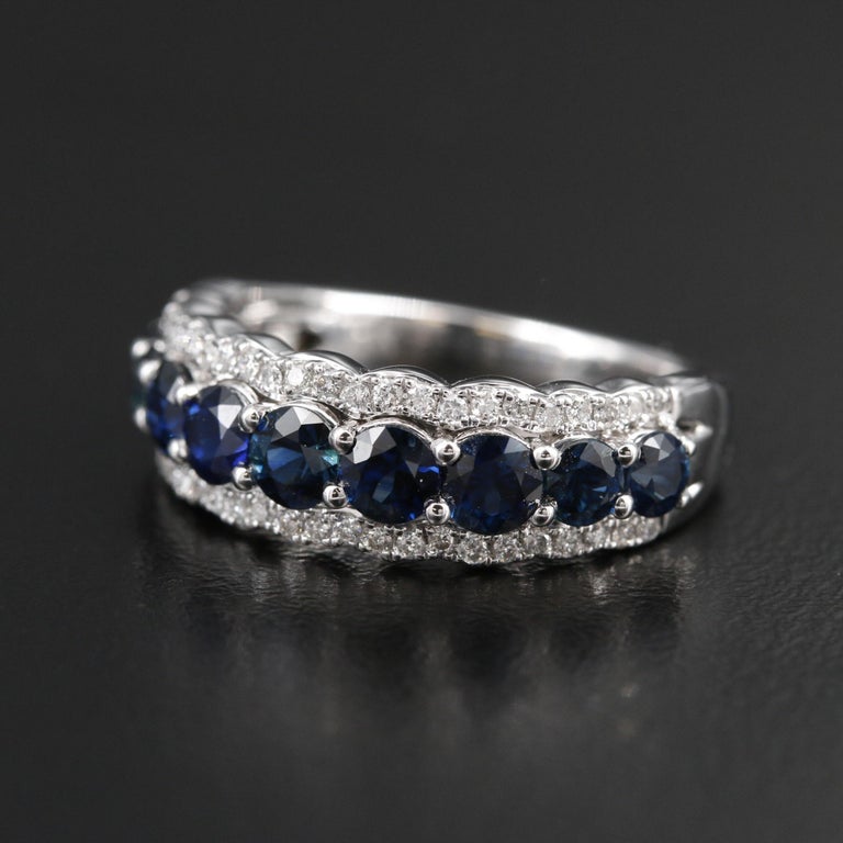 Customizable Natural Sapphire Diamond Wedding Band Sapphire Diamond Cluster Engagement Ring For ...