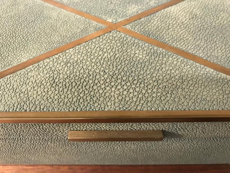 Natural Shagreen Box with Brass Inlay For Sale at 1stDibs