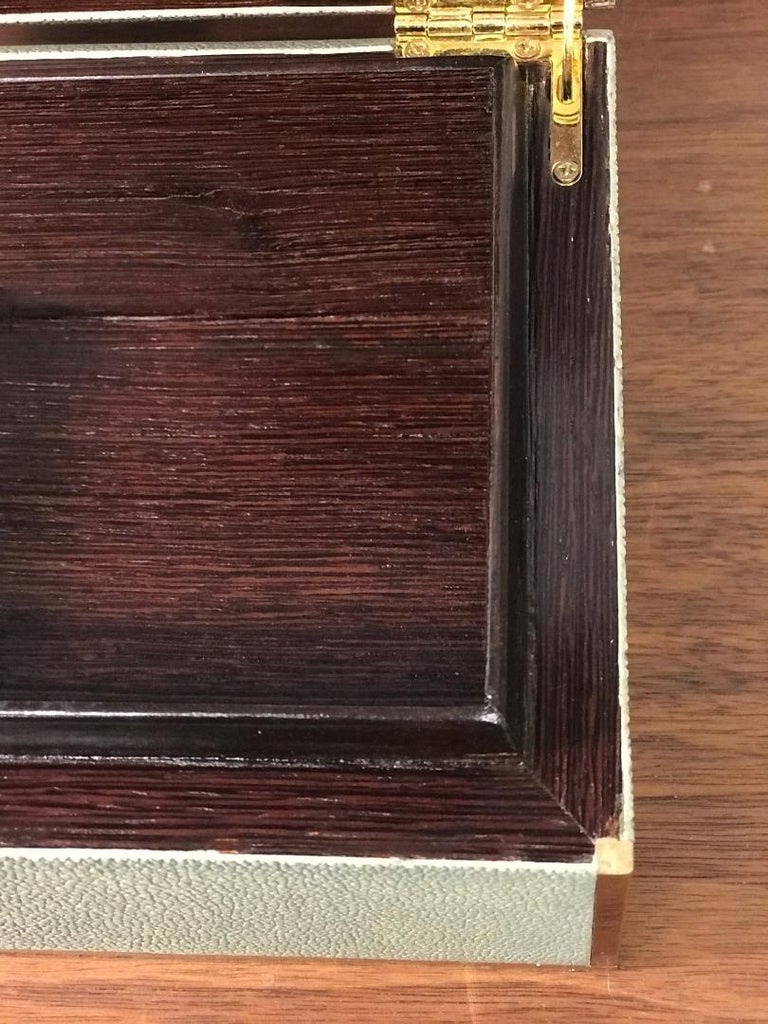 Natural Shagreen Box with Brass Inlay For Sale at 1stDibs