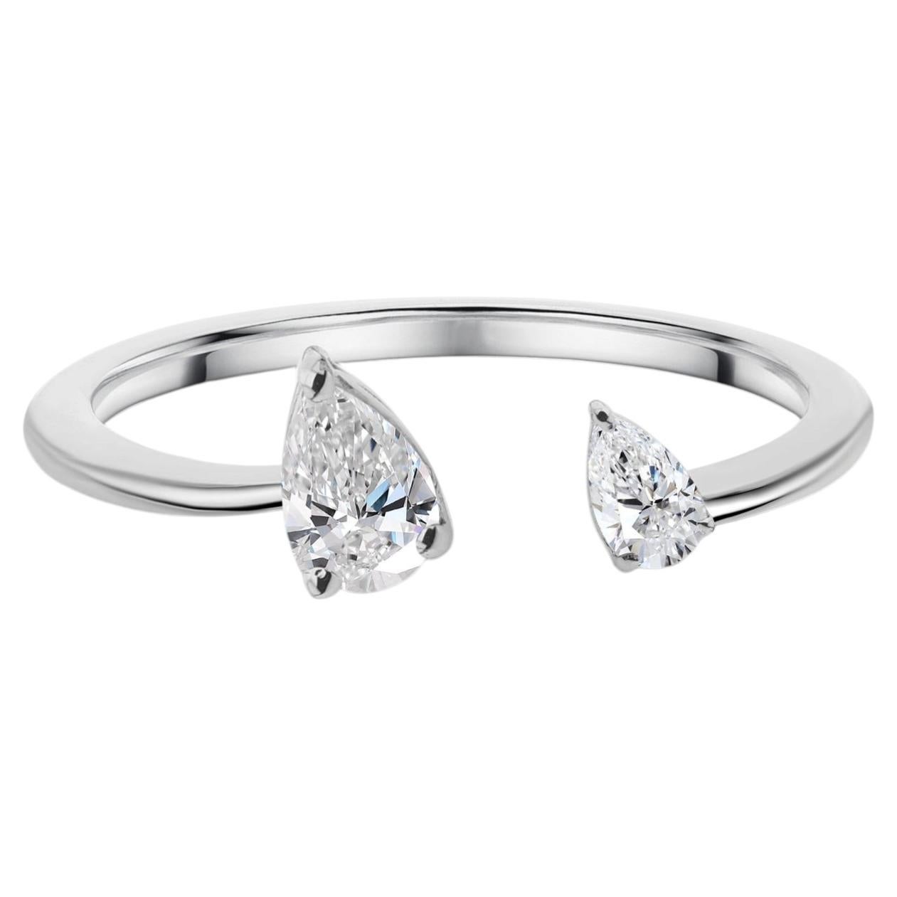 Customizable Pear Shape Diamond Open Wrap Ring in 18K White Gold ...