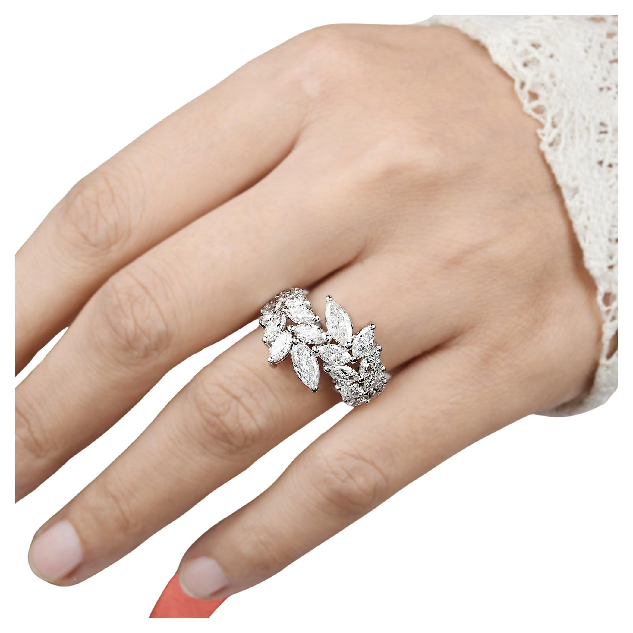Natural SI/HI Marquise Diamond Wrap Ring 14 Karat White Gold Jewelry 3. ...