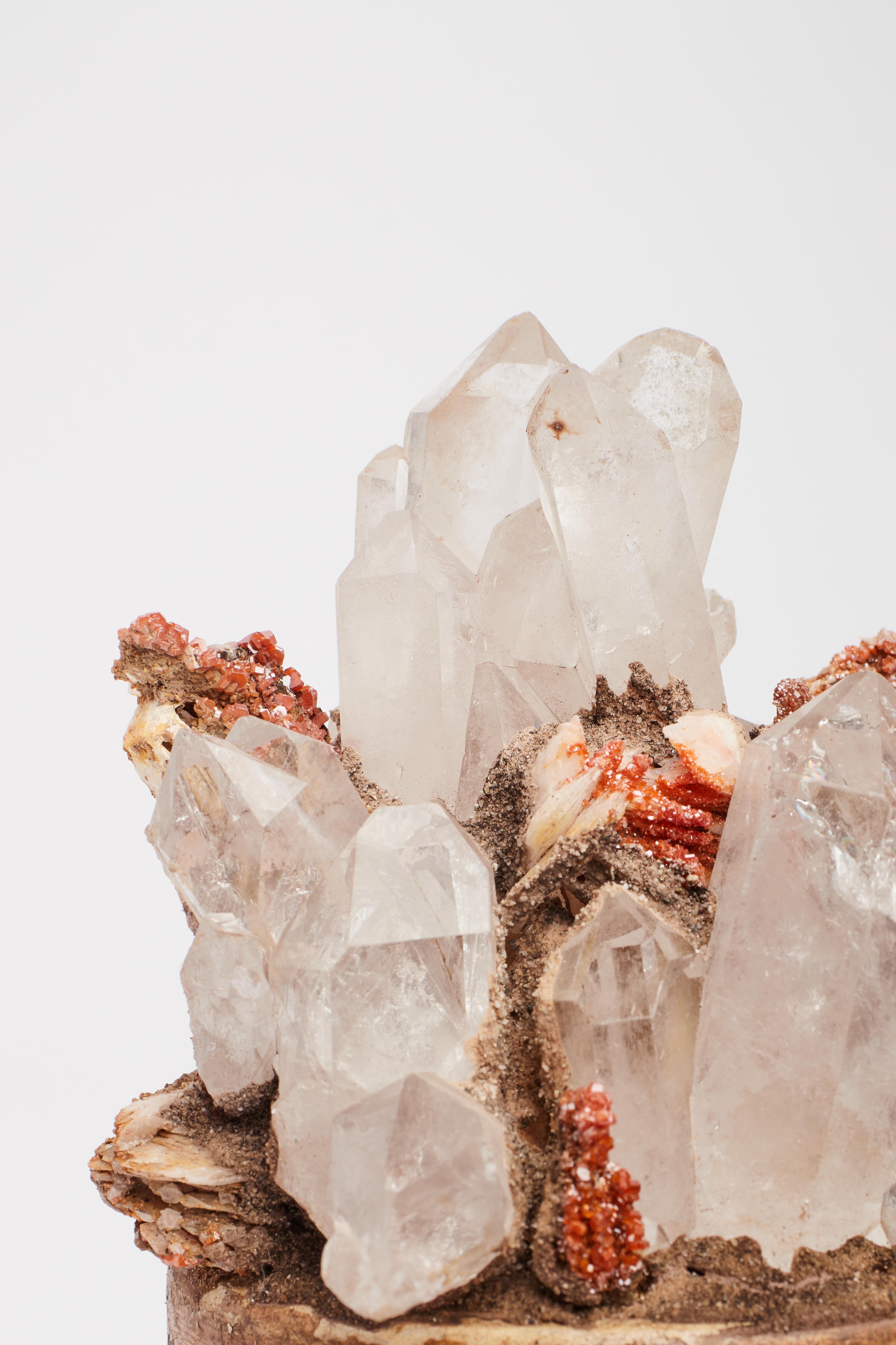 Natural Specimen a Pair of Quartz and Vanadinite Crystals, Italy, 1880 ...