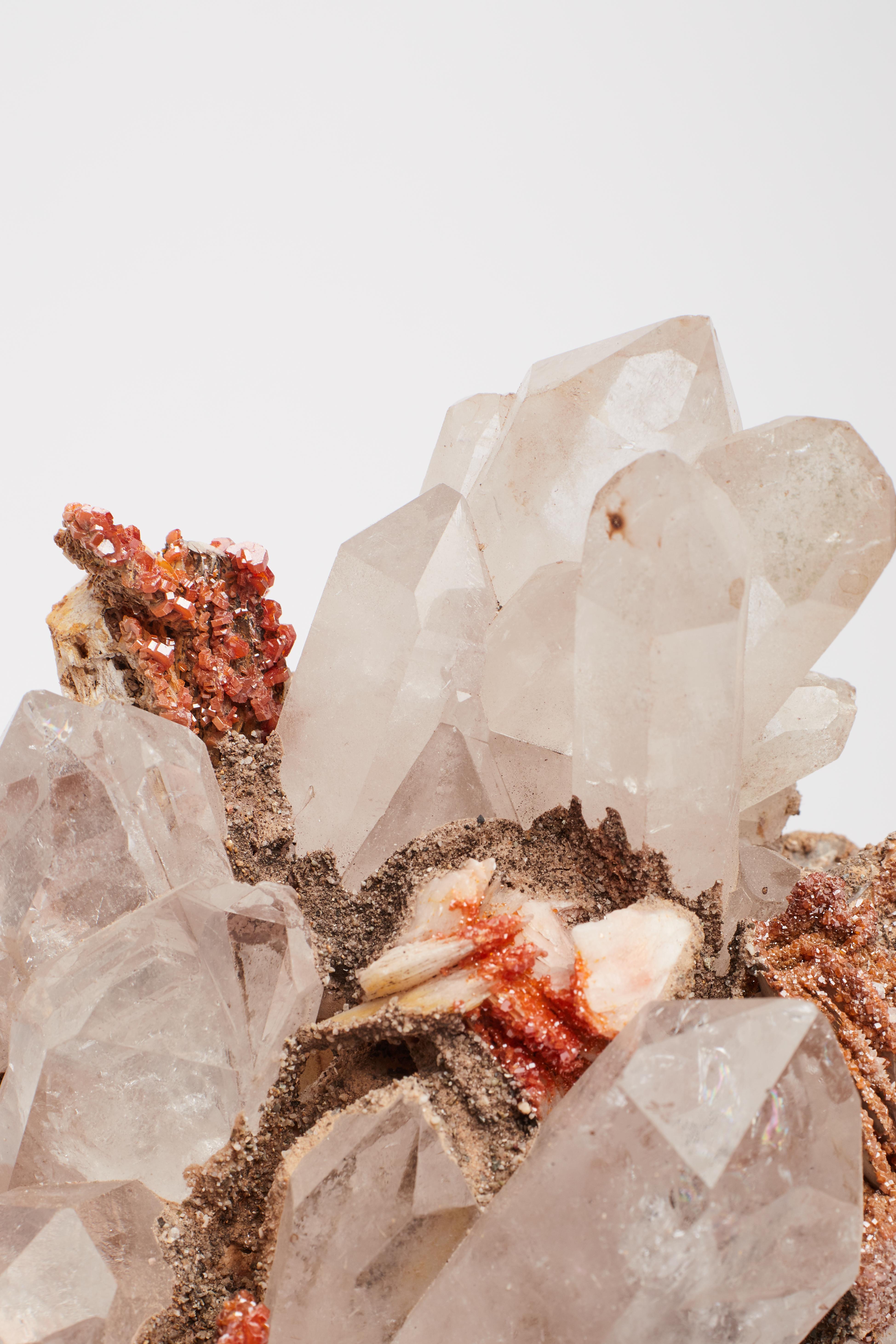 Natural Specimen a Pair of Quartz and Vanadinite Crystals, Italy, 1880 ...