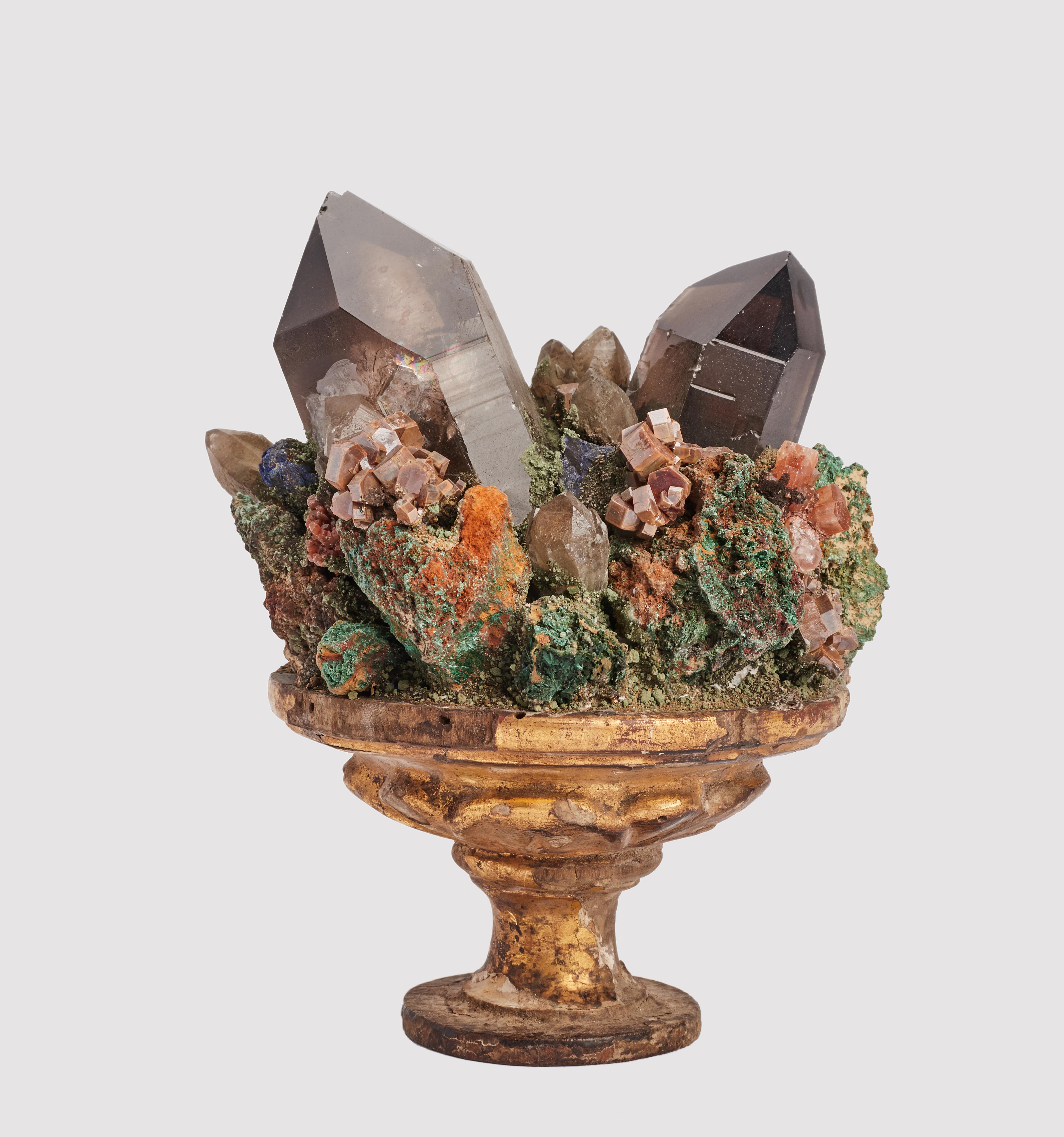 Natural Specimen, Smoky Quartz, Vanadinite, Malachite Crystals, Italy ...