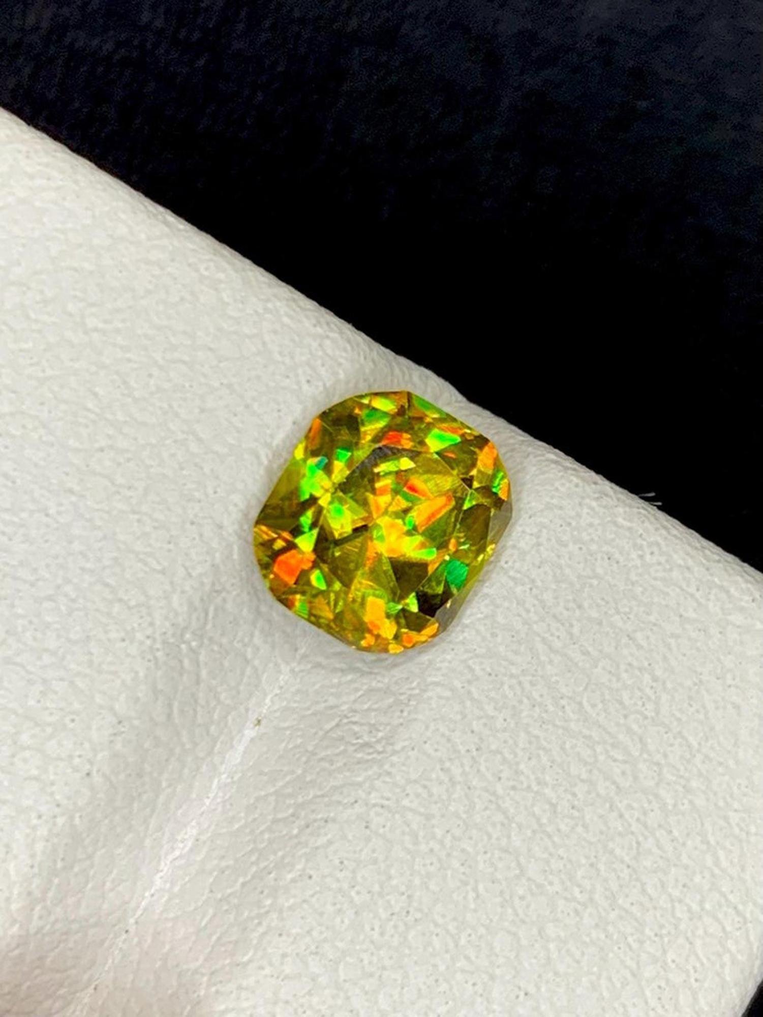 Natural Sphene Titanite Gemstone: 1.73 Carat Yellow Fancy Cut, June ...