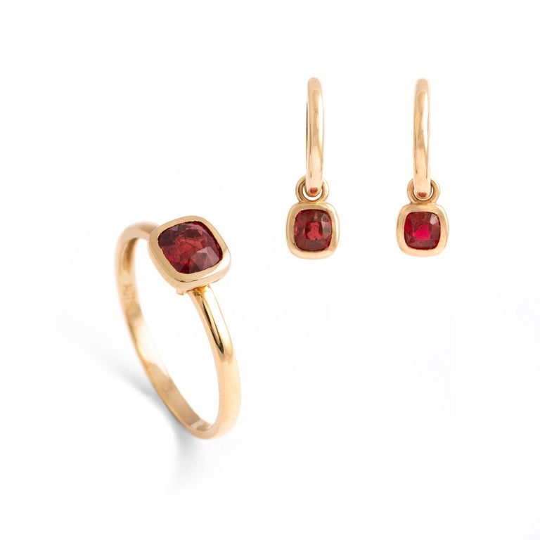 Natural Spinel 18k Gold Set For Sale at 1stDibs