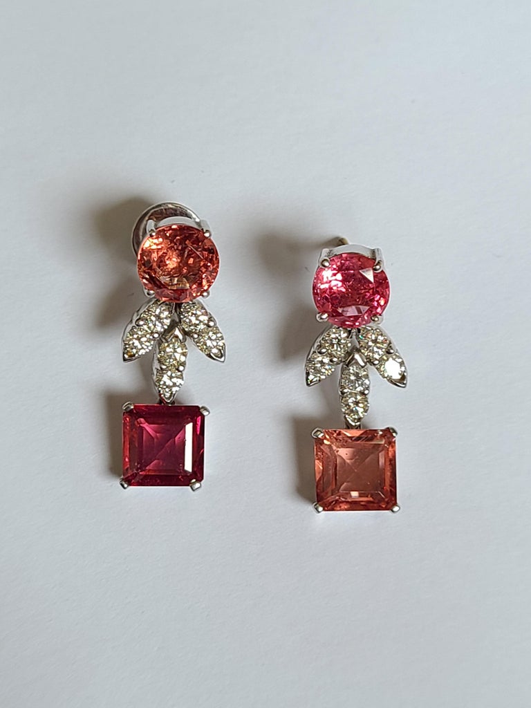 Natural Spinel Earrings Set in 18 Karat Gold with Diamonds For Sale at ...