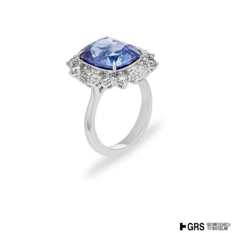 Natural Sri Lankan Cornflower Blue Sapphire and Diamond Ring 9.08 carat ...