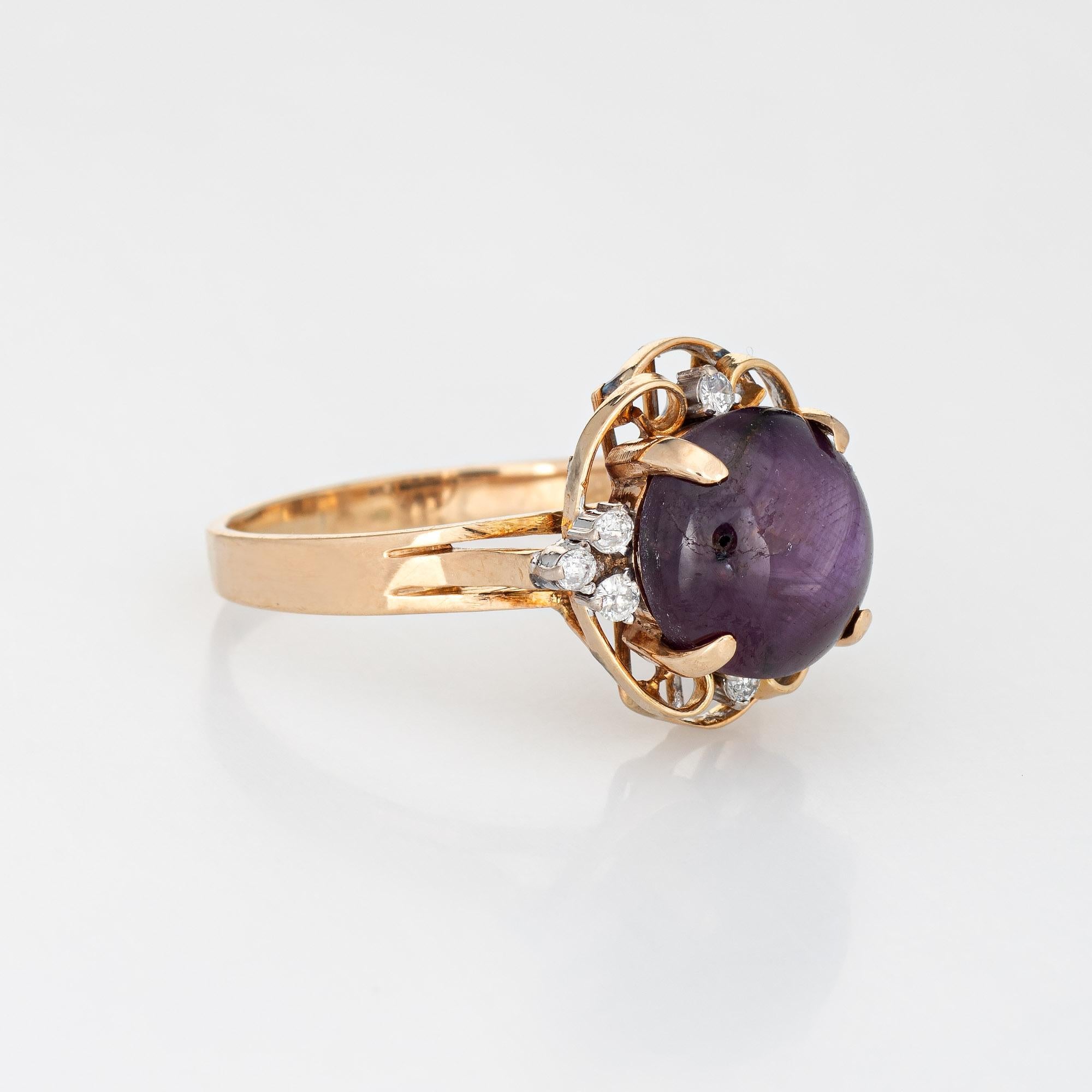 Natural Star Ruby Diamond Ring Vintage 14k Yellow Gold Estate Fine ...