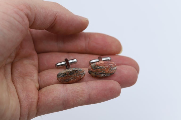 Natural Stone Cufflink Men's Cufflinks Oval Shape Natural Stones Men's ...