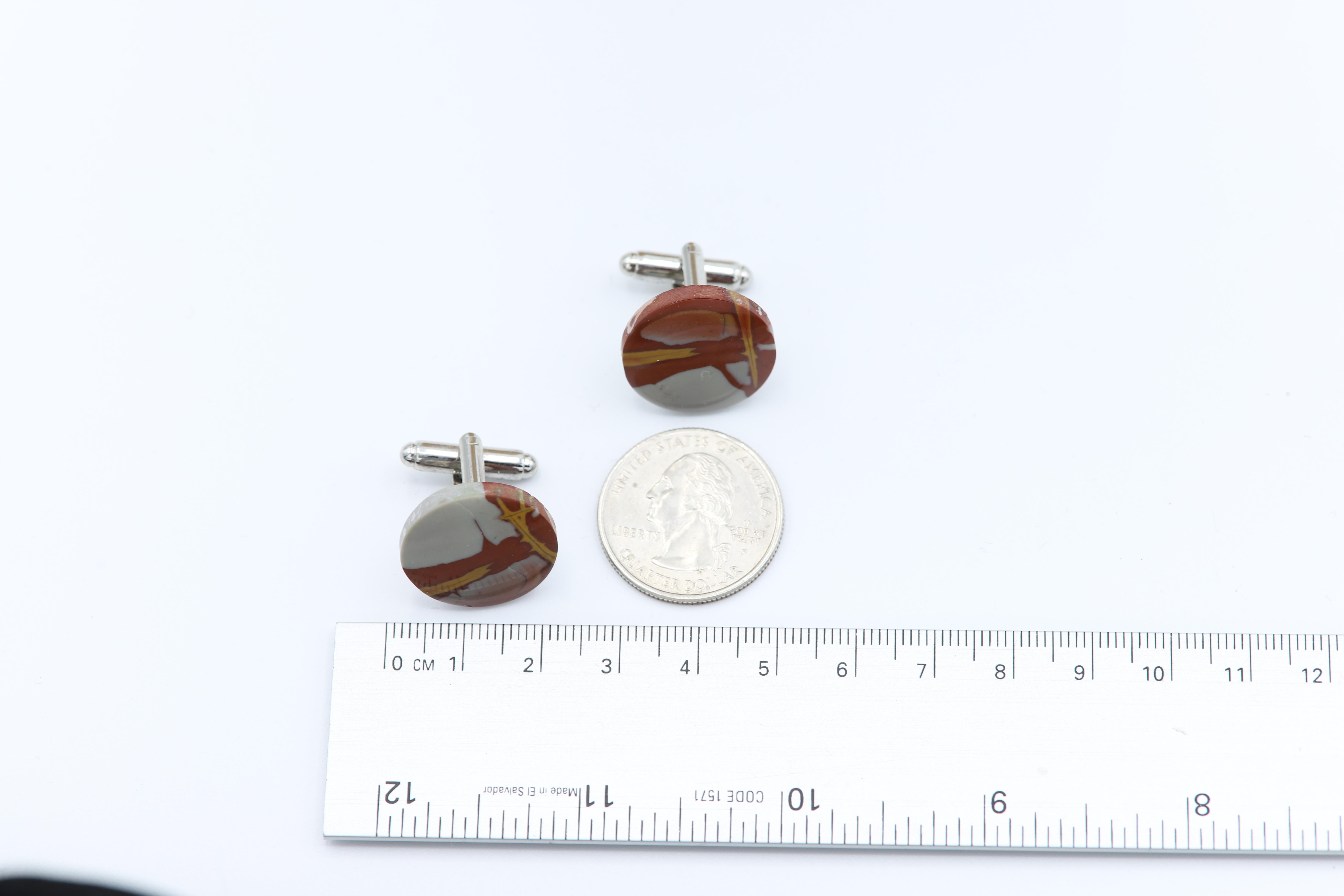 Natural Stone Cufflink Men's Cufflinks Round Shape Natural Stones Men's ...