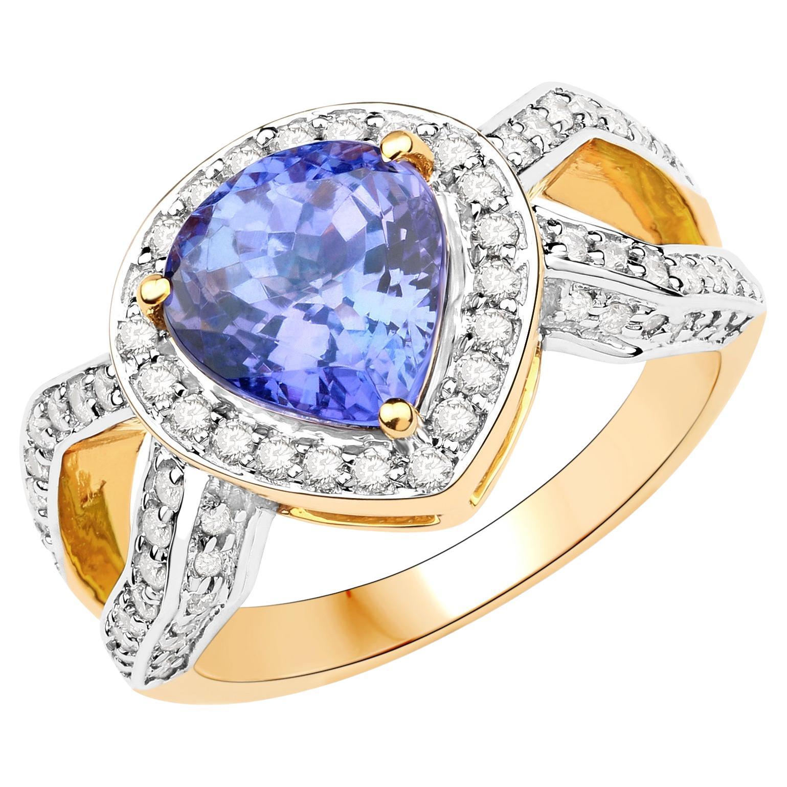 Natural Tanzanite and Diamond Ring at 1stDibs