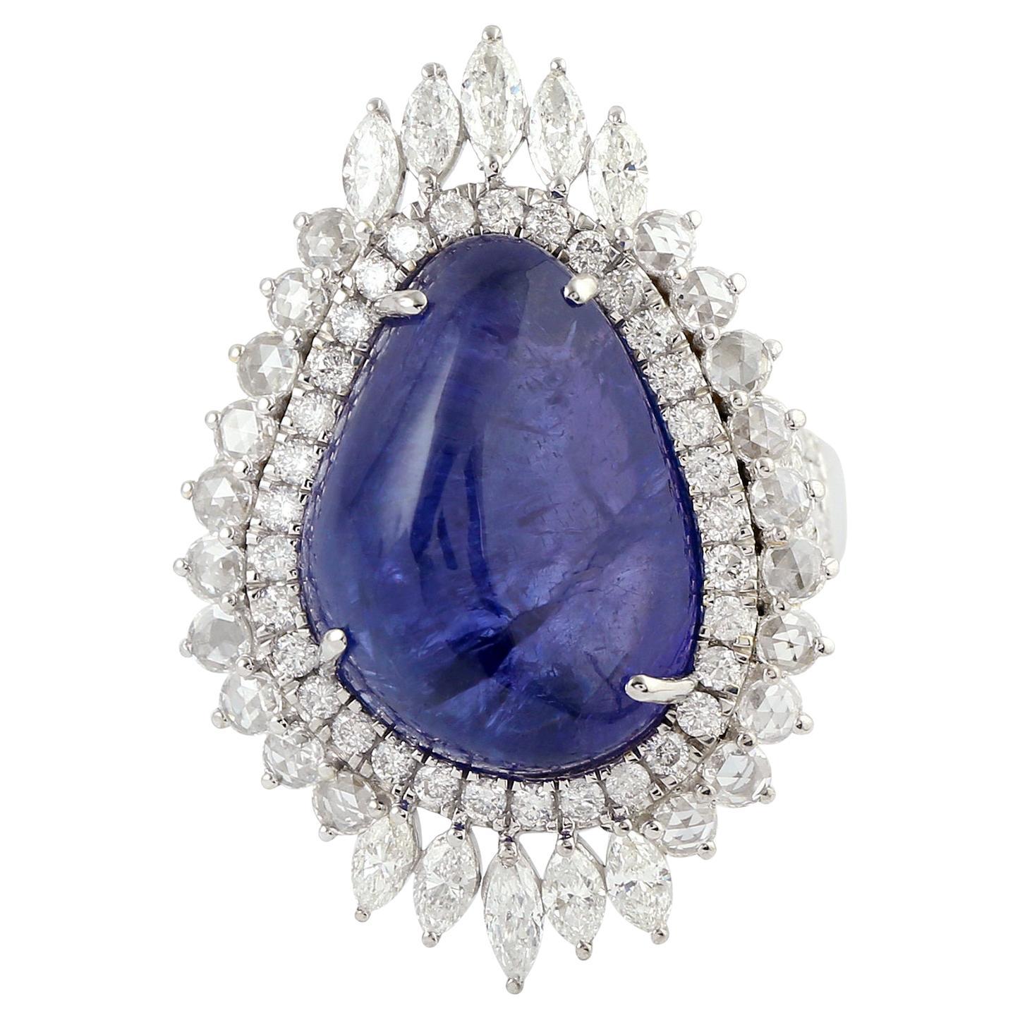 Modernist 18K White Gold 4.5 TCW White and Champagne Diamond Statement ...