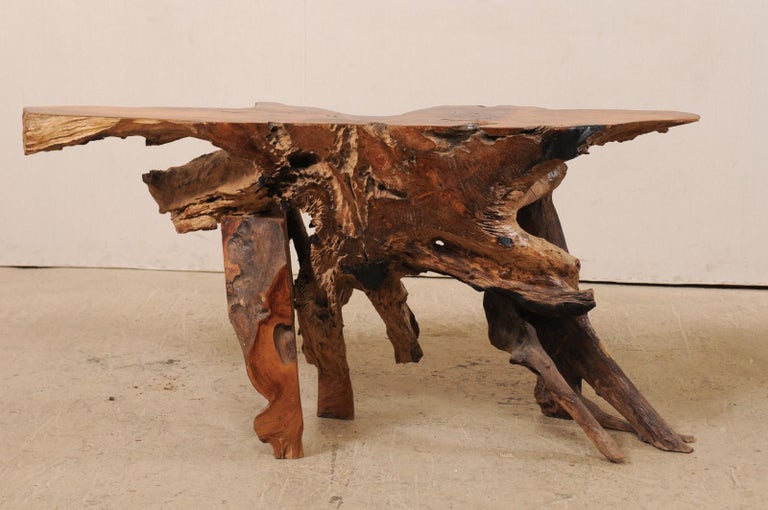 Natural Teak Root Console or Sofa Table at 1stDibs