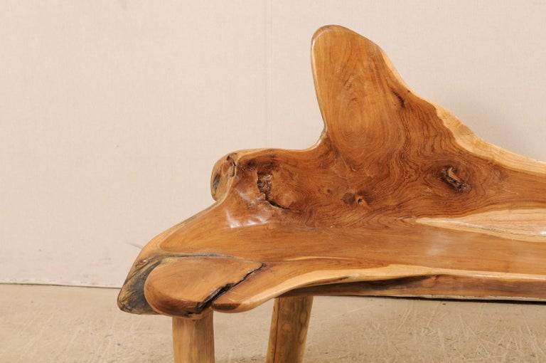 Natural Teak Wood Bench with Live Edge and Organic Shape at 1stDibs ...