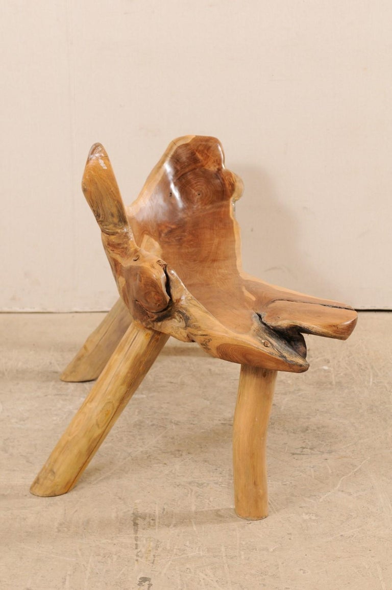 Natural Teak Wood Bench with Live Edge and Organic Shape at 1stDibs ...