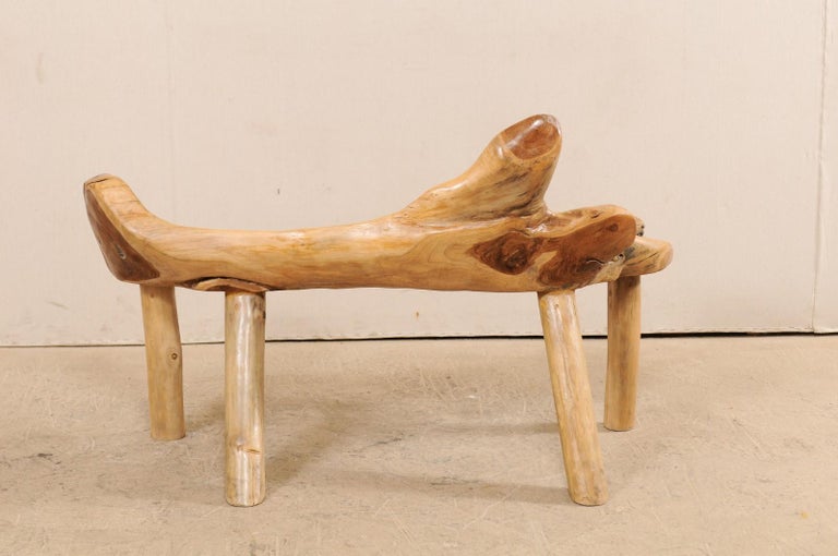 Natural Teak Wood Bench with Live Edge and Organic Shape at 1stDibs ...