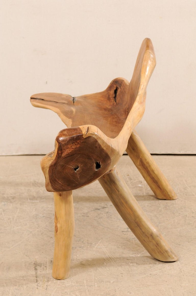 Natural Teak Wood Bench with Live Edge and Organic Shape at 1stDibs ...