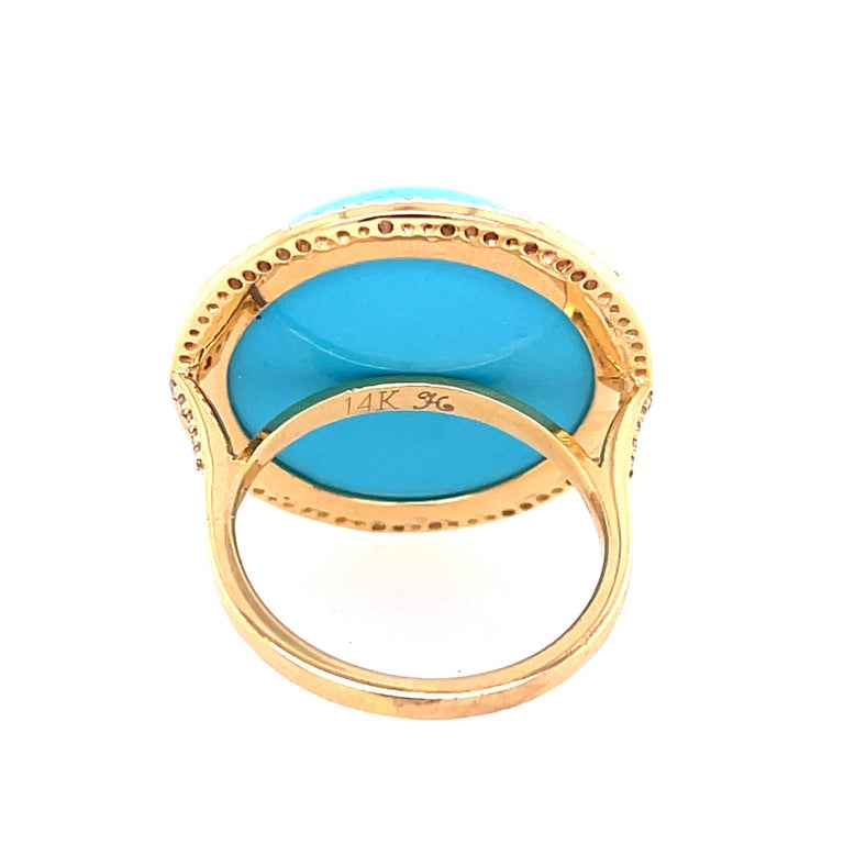 Natural Turquoise '24.55ct' and Diamond Ring Yellow Gold at 1stDibs