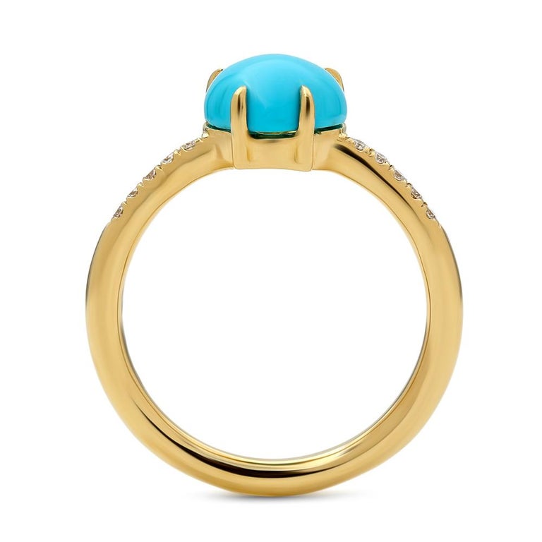 Customizable Natural Turquoise and Diamond Puffed Heart Solitaire Ring ...