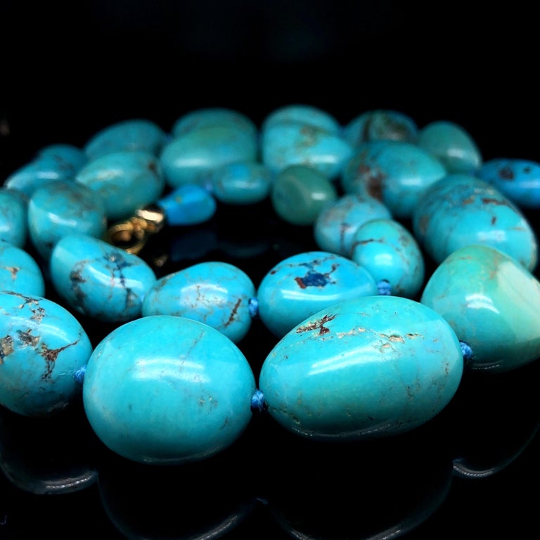 Natural Turquoise Matrix Bead Necklace For Sale at 1stDibs