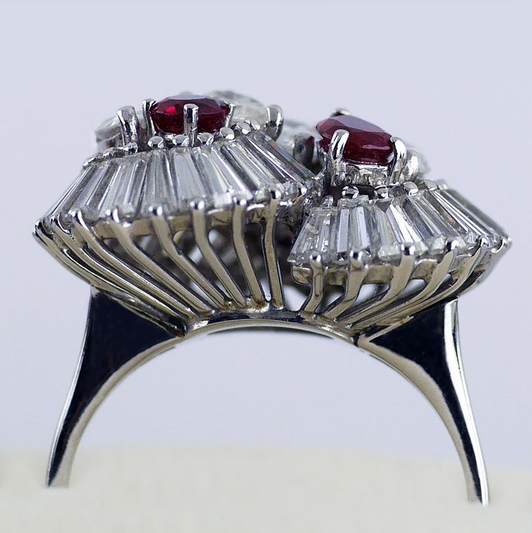 Natural Untreated Ruby Diamond Heart Cluster Ring, 1975 For Sale at 1stDibs