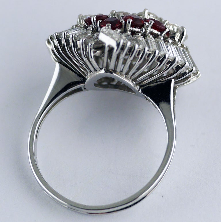 Natural Untreated Ruby Diamond Heart Cluster Ring, 1975 For Sale at 1stDibs