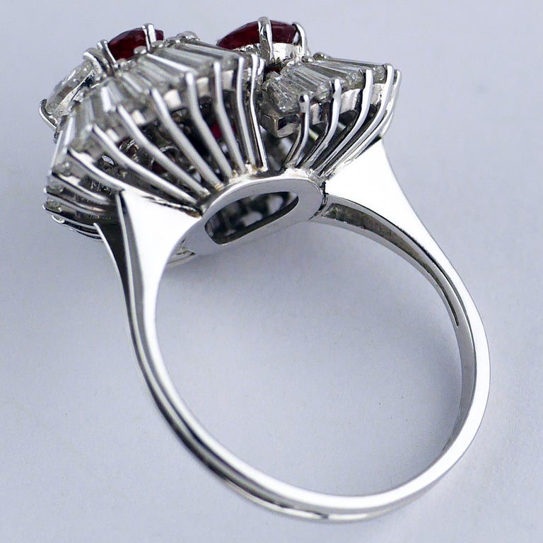 Natural Untreated Ruby Diamond Heart Cluster Ring, 1975 For Sale at 1stDibs