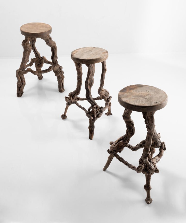 Natural Vine Wood Stools at 1stDibs | natural wood stools