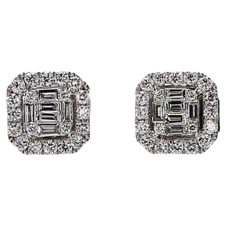Natural White Baguette Diamond .43 Carat TW White Gold Stud Earrings ...
