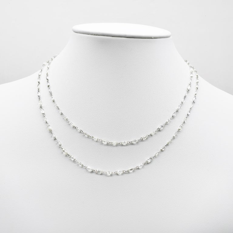 Natural White Diamond Briolette Chain Necklace in 18 Karat White Gold ...