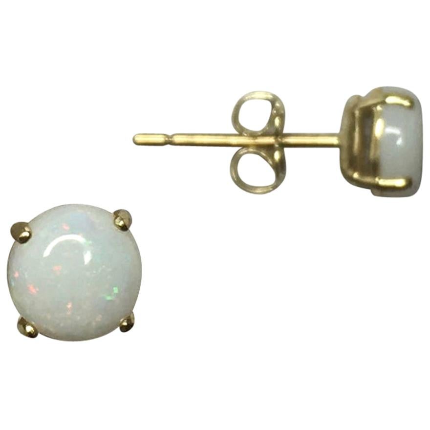 Bullet-Cut Cabochon Ruby Yellow Gold Stud Earrings at 1stDibs