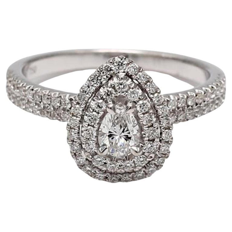 Natural White Pear Diamond .69 Carat TW White Gold Cocktail Ring For ...
