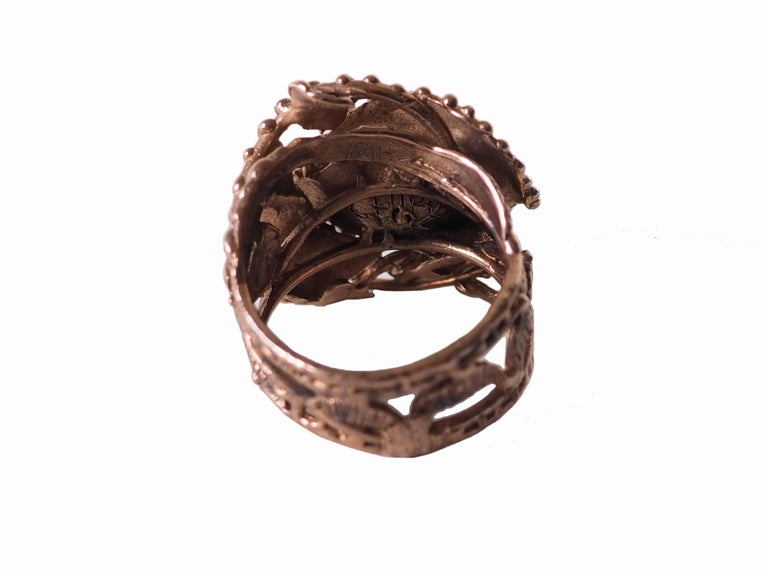 Natural White Pearls Bronze Diamonds Ring For Sale at 1stDibs