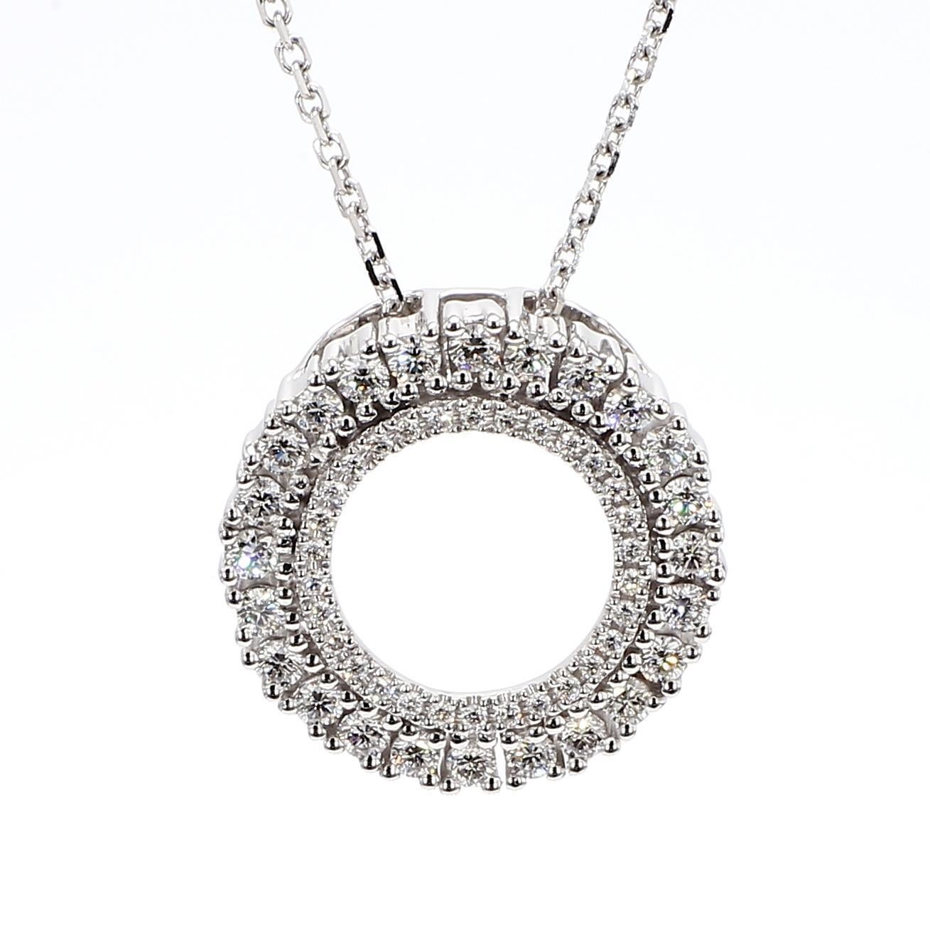 Natural White Round Diamond 0.51 Carat TW White Gold Drop Pendant For ...
