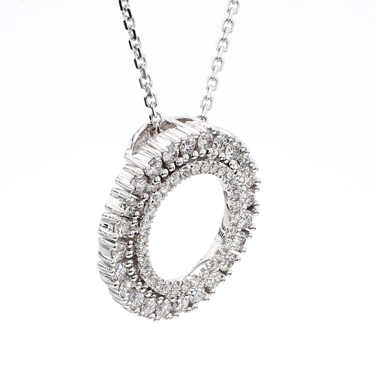 Natural White Round Diamond 0.51 Carat TW White Gold Drop Pendant For ...