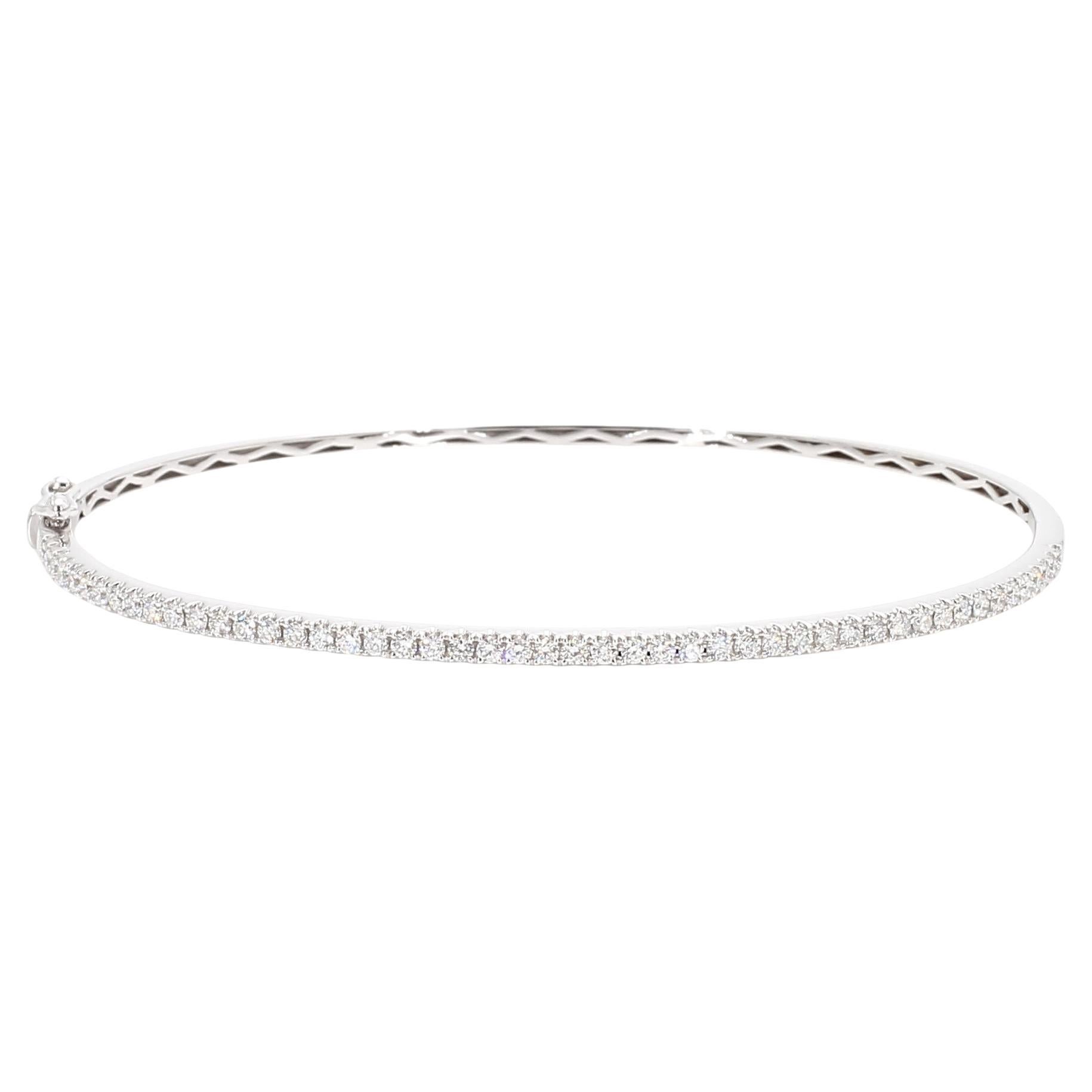 Natural White Round Diamond 110.0 Carat TW White Gold Tennis Bracelet ...