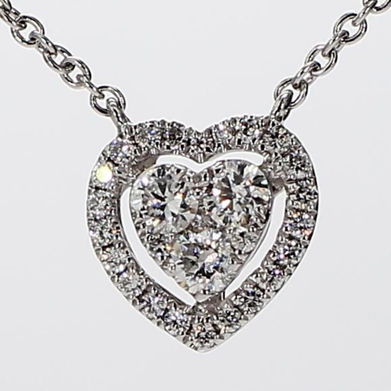 Natural White Round Diamond .32 Carat Tw White Gold Heart Pendant For ...