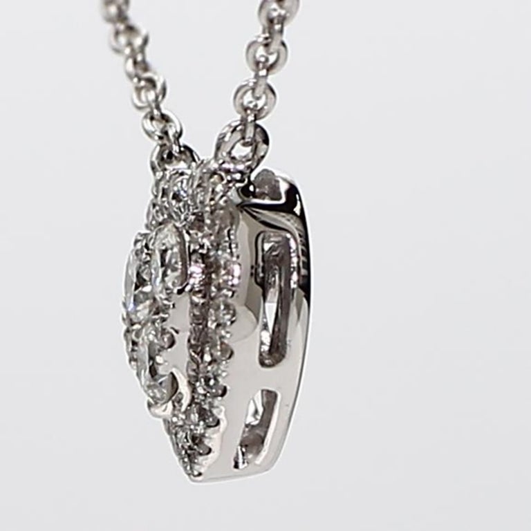 Natural White Round Diamond .32 Carat Tw White Gold Heart Pendant For ...
