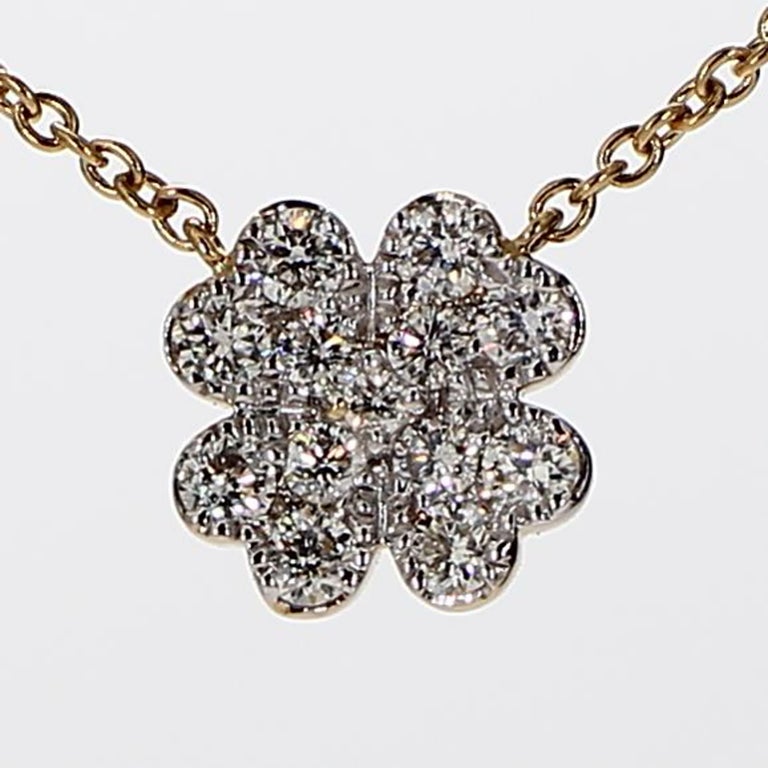Natural White Round Diamond .33 Carat TW Yellow Gold Flower Pendant For ...