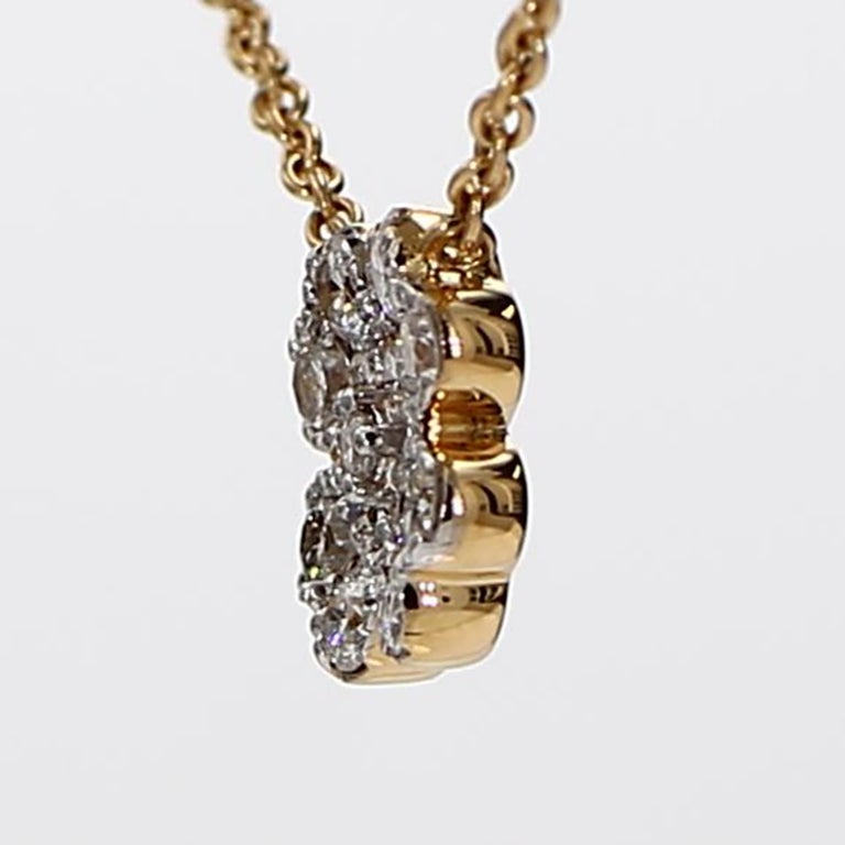 Natural White Round Diamond .33 Carat TW Yellow Gold Flower Pendant For ...