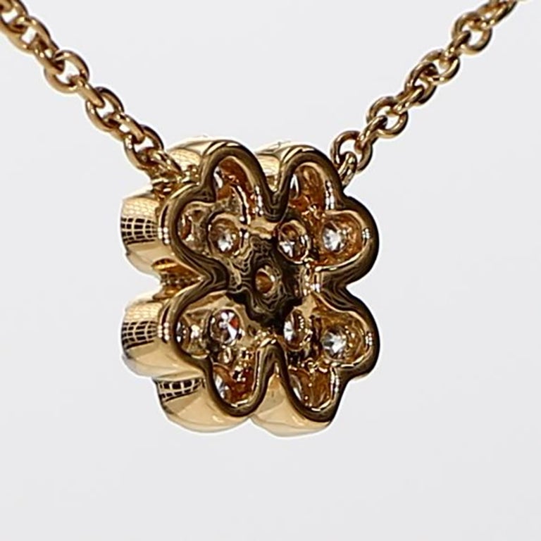 Natural White Round Diamond .33 Carat TW Yellow Gold Flower Pendant For ...