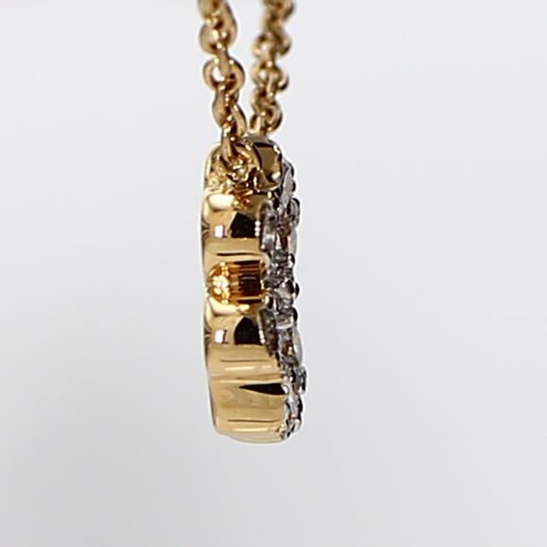 Natural White Round Diamond .33 Carat TW Yellow Gold Flower Pendant For ...