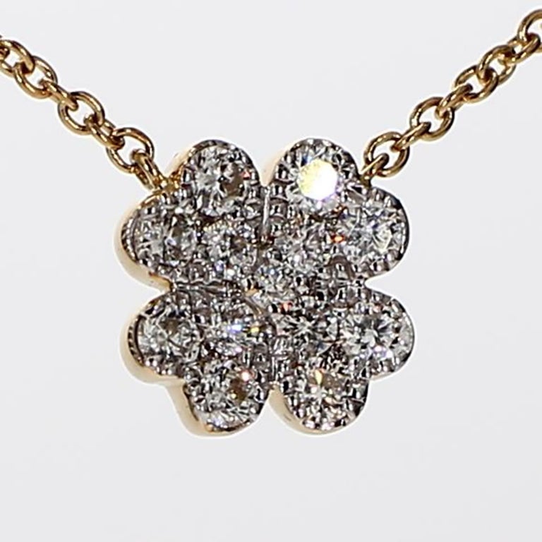 Natural White Round Diamond .33 Carat TW Yellow Gold Flower Pendant For ...