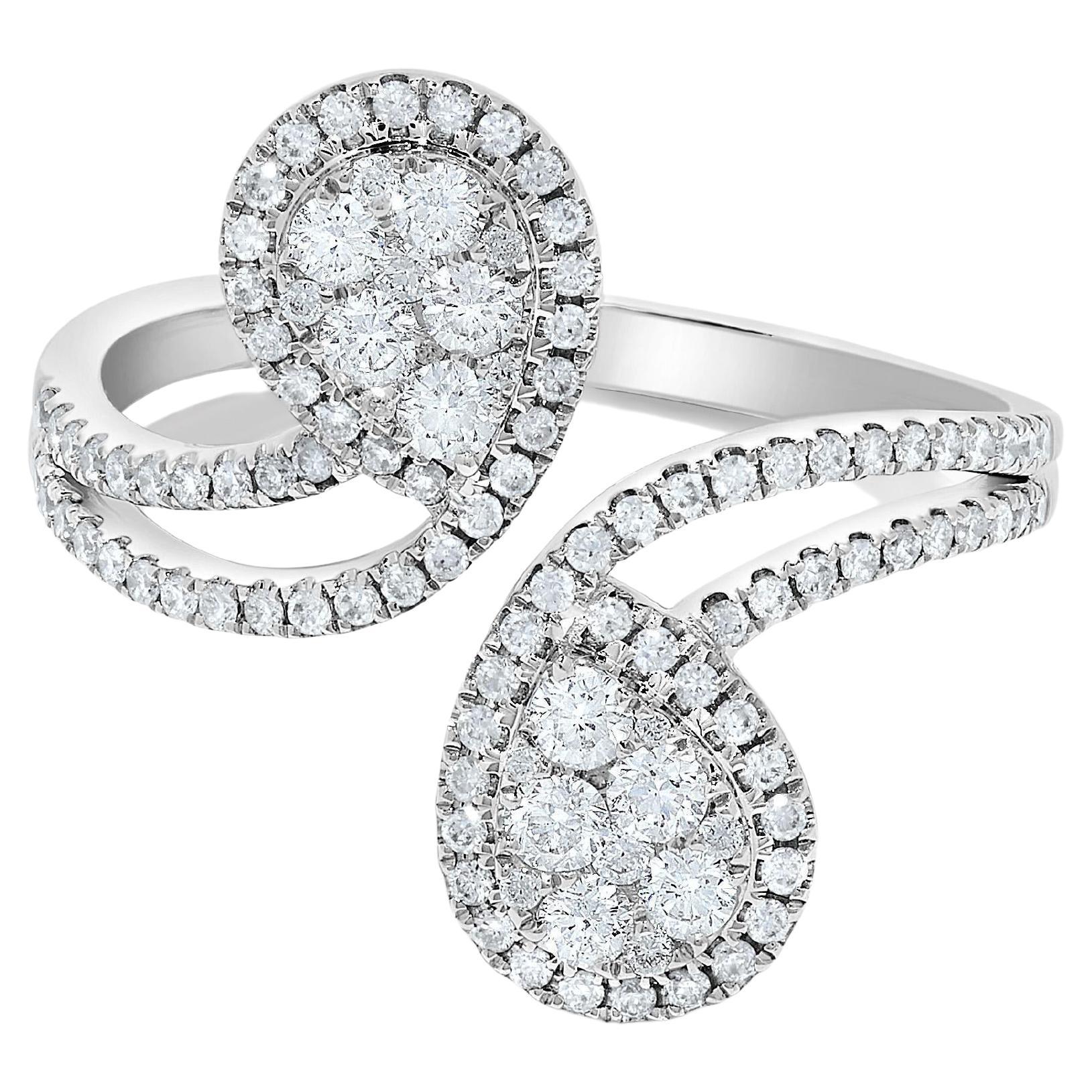 Natural White Round Diamond 1.76 Carat TW White Gold Cocktail Ring For ...