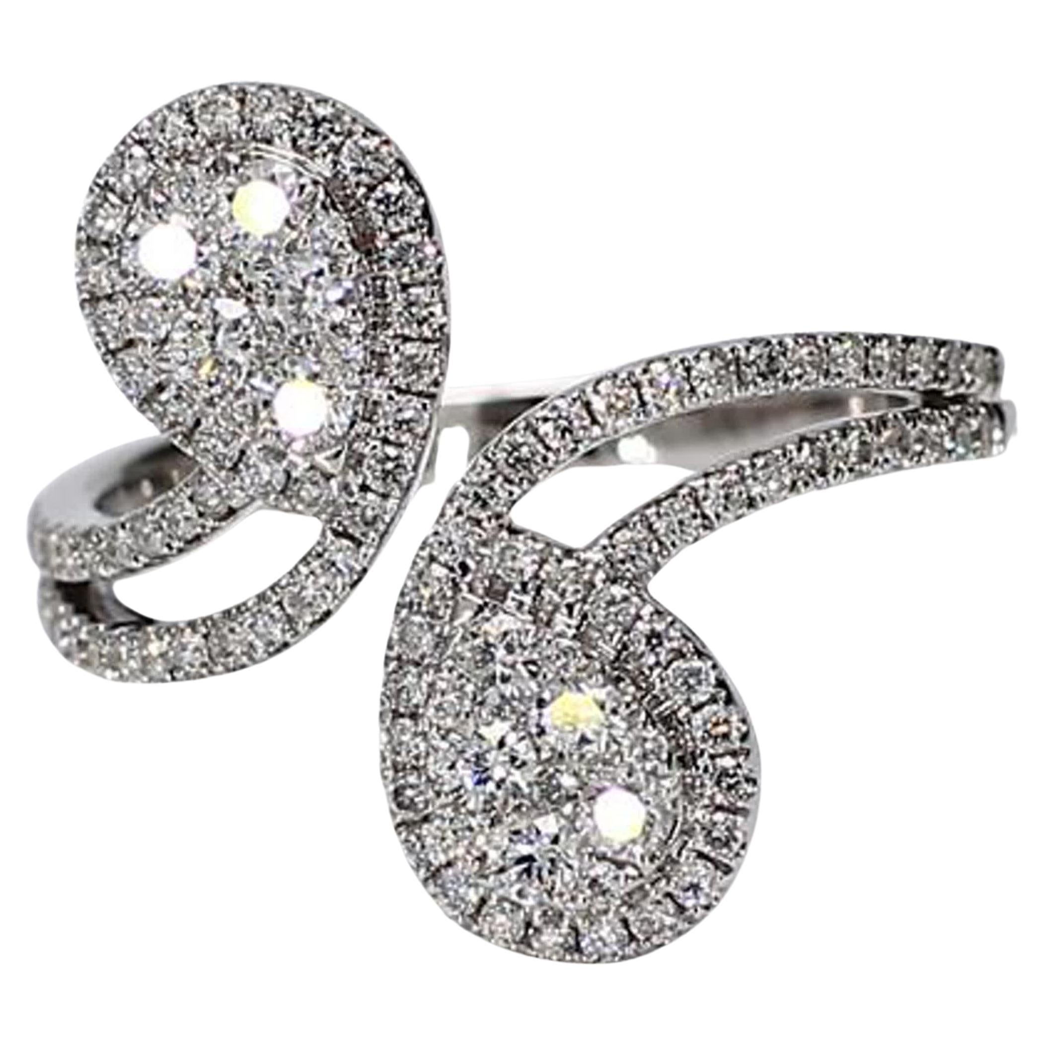 Natural White Pear and Round Diamond .52 Carat TW White Gold Fashion ...