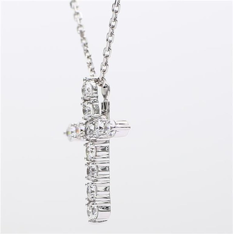Natural White Round Diamond .88 Carat TW White Gold Cross Pendant For ...