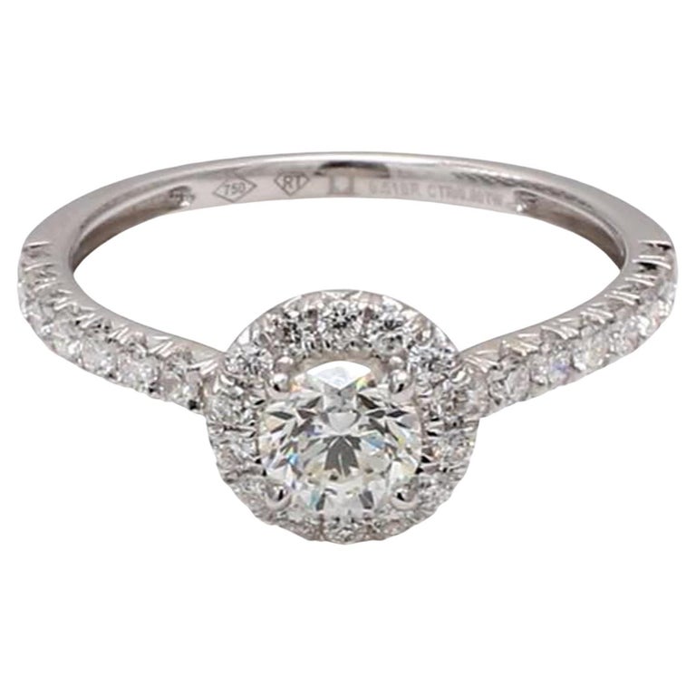 Natural White Round Diamond .90 Carat TW White Gold Cocktail Ring For ...