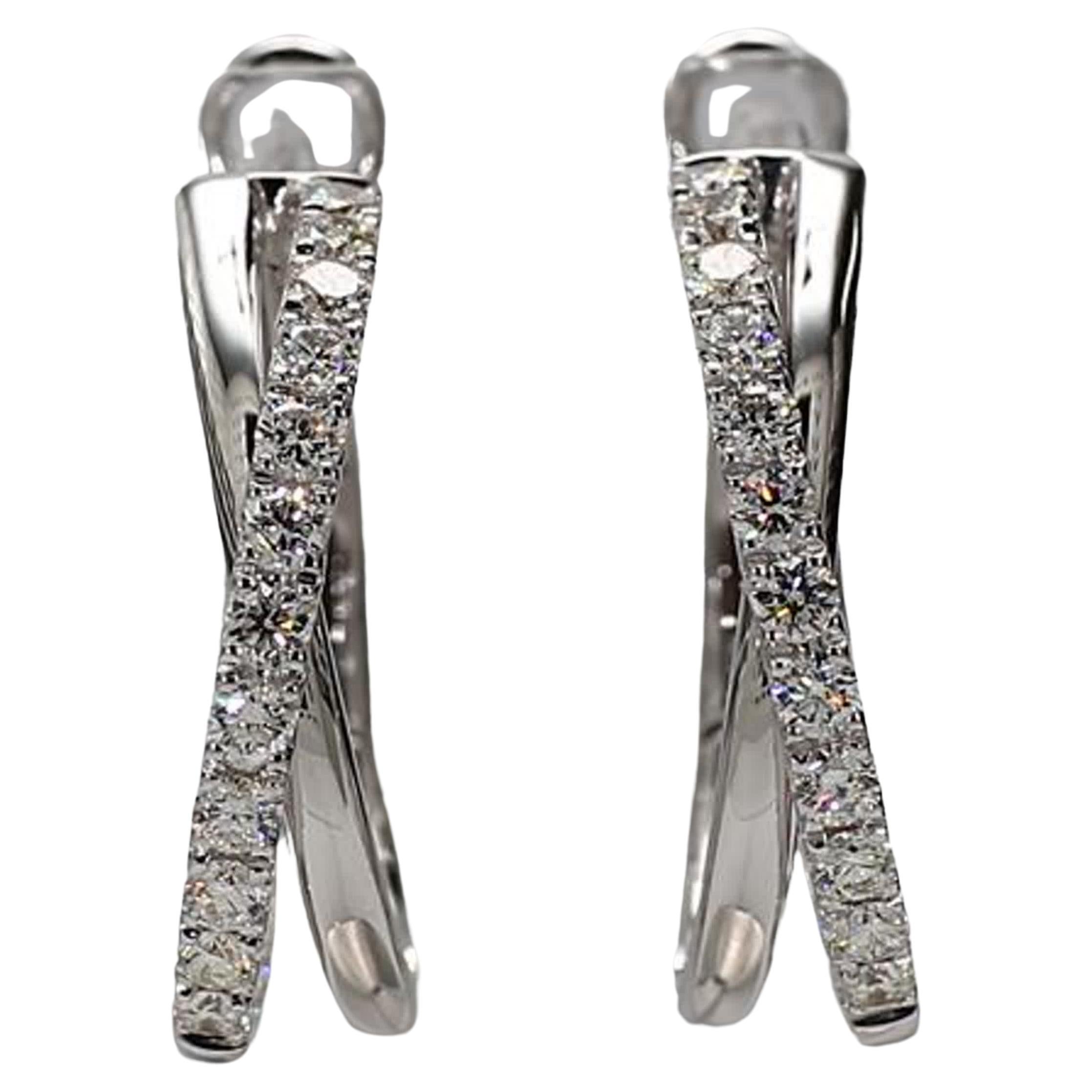 Natural Red Round Ruby and White Diamond 2.01 Carat TW Gold Loop ...